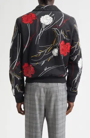 Amiri Floral Embroidered Denim Blouson Jacket