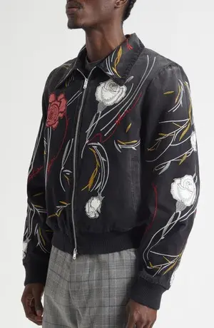 Amiri Floral Embroidered Denim Blouson Jacket