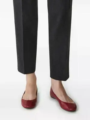 LANVIN Burgundy Leather Ballet Flats - Red