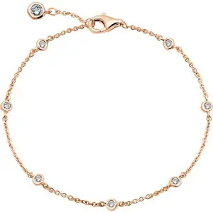CRISLU Cubic Zirconia Bezel Station Anklet - 18kt Rose Gold/clear Stone