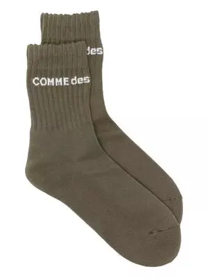 Comme Des Garçons Logo-detail Ribbed Socks - Green