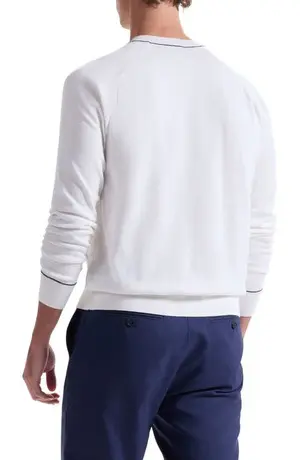 Bugatchi Tipped Cotton-blend Crewneck Sweater - Chalk