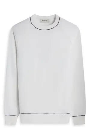 Bugatchi Tipped Cotton-blend Crewneck Sweater - Chalk