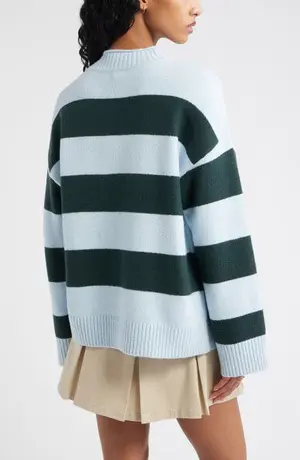 Bp. Cotton Blend Sweater - Blue- Green Suri Stripe