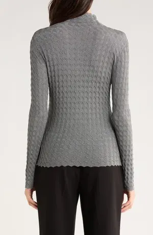 Emporio Armani Metallic Mock Neck Patterned Sweater