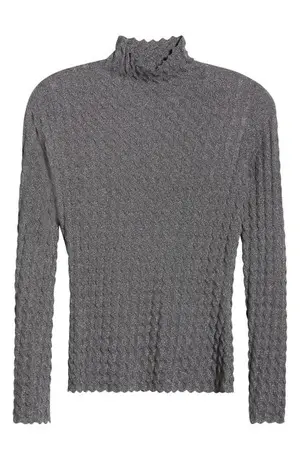 Emporio Armani Metallic Mock Neck Patterned Sweater