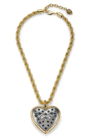 Kurt Geiger Heart Pendant Rope Chain Necklace - Gold