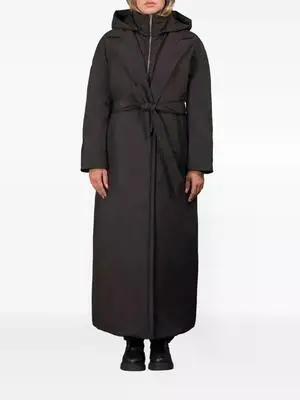 MOORER Hooded Belted Longline Coat