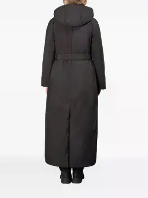 MOORER Hooded Belted Longline Coat