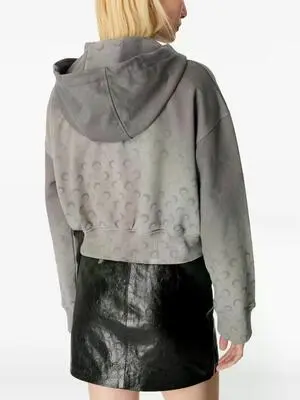 MARINE SERRE Moon-pattern Cropped Zip-up Hoodie