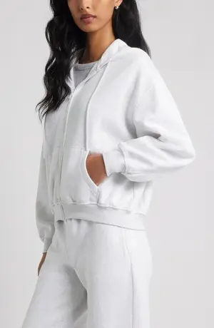 Bp. Relaxed Cotton Blend Zip Hoodie - Grey Fog Heather