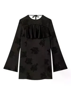 GANNI Floral-print Ruffled Mini Dress - Black