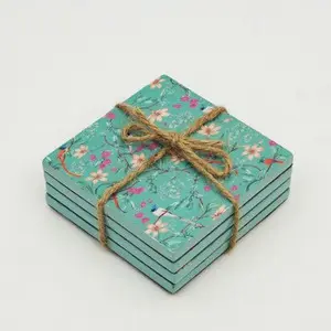 MELA ARTISANS Coasters - Aqua Flora