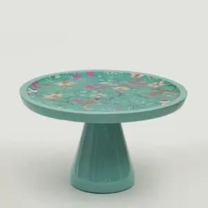 MELA ARTISANS Pedestal Cake Stand - Aqua Flora