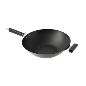JOYCE CHEN Carbon Steel Ceramic Nonstick Flat Bottom Wok With Phenolic Handles - Black