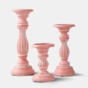 MELA ARTISANS Rosé Reverie Pillar Candleholder Set - Rose
