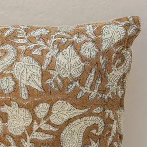 MELA ARTISANS Floral Blockprint Pillowcover Only