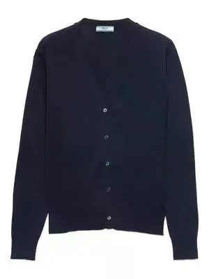 Prada Buttoned Cardigan With Triangle Patch
