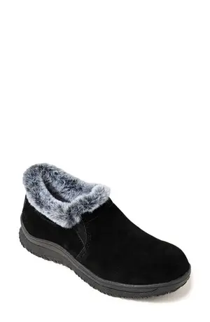 Minnetonka Eagan Faux Fur Slipper Bootie - Black