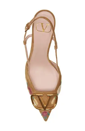 Valentino Garavani Vlogo Embroidered Slingback Pump