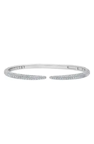 CRISLU Chamonix Pavé Open Bangle Bracelet - Pure Platinum/clear Stone