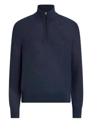 Zegna Mock-neck Half-zip Cashmere Sweater - Blue