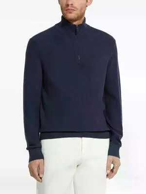 Zegna Mock-neck Half-zip Cashmere Sweater - Blue