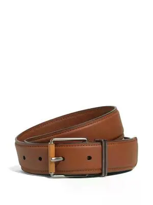Zegna Leather Belt With Wood-effect Buckle - Brown