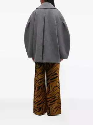 GANNI Balloon-sleeve Double-breasted Coat - Grey