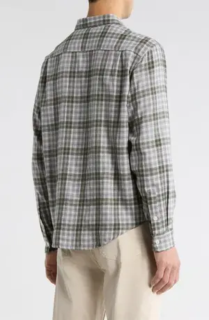 925 ORIGINALS Foreman Classic Fit Plaid Flannel Button-up Shirt - Dark Green/grey