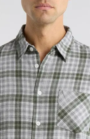 925 ORIGINALS Foreman Classic Fit Plaid Flannel Button-up Shirt - Dark Green/grey