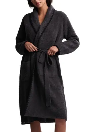 Barefoot Dreams Cozychic® Blanket Stitch Robe - Carbon