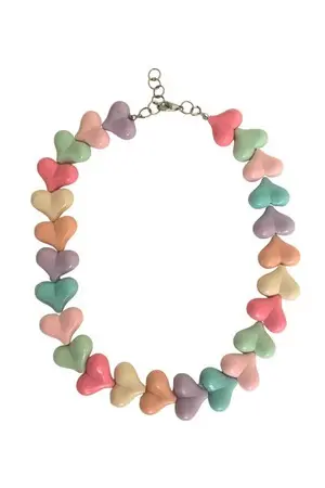Pink Haley Candy Heart Choker Necklace