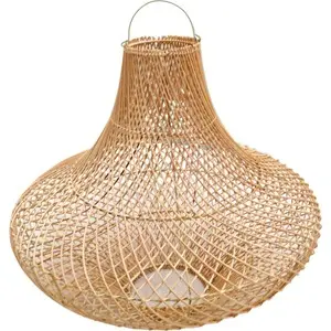Pink Haley Freya Bell Shape Rattan Pendant Light Fitting - Brown