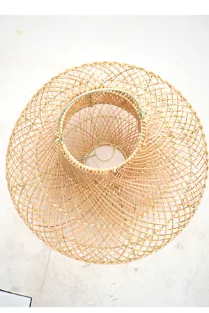 Pink Haley Freya Bell Shape Rattan Pendant Light Fitting