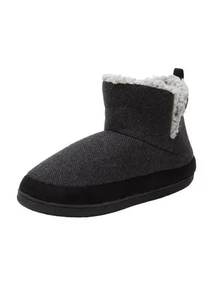 KINGSIZE Fleece Lined Slipper Boots - Black