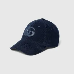 Gucci Velvet Baseball Cap With Logo - Blue