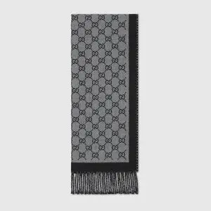 Gucci Gg Wool Jacquard Scarf Wool - Grey