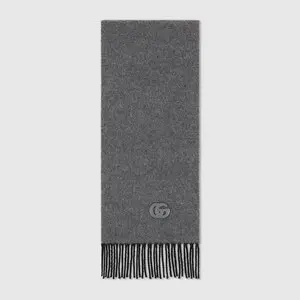 Gucci Cashmere Scarf With Patch Cashmere - Grey