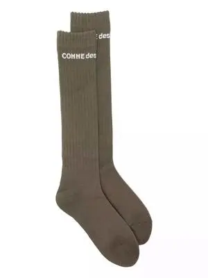 Comme Des Garçons Logo-detail Ribbed Socks - Green