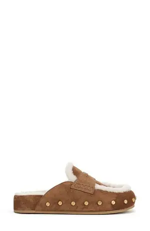 Veronica Beard Fenix Genuine Shearling Mule - Hazelwood Ecru