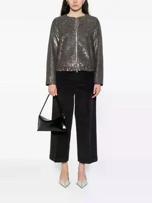 Herno Sequin Embellished Zip-up Jacket - Grey