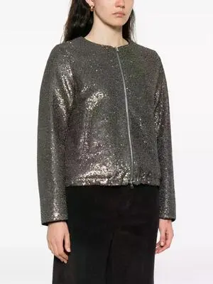Herno Sequin Embellished Zip-up Jacket - Grey