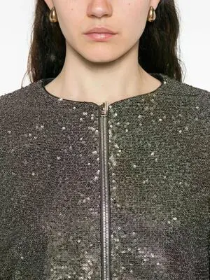 Herno Sequin Embellished Zip-up Jacket - Grey