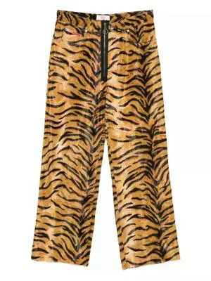 Martine Rose Tiger-print Trousers - Brown