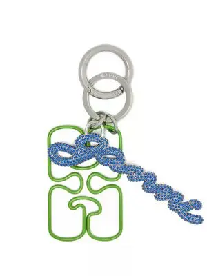 GANNI Logo Keyring - Silver