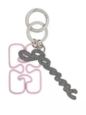 GANNI Logo-plaque Keyring - Silver