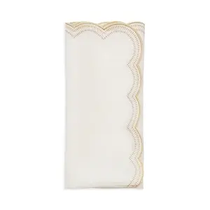 KIM SEYBERT Lune Linen Napkin, 21 X 21 - White/gold/silver