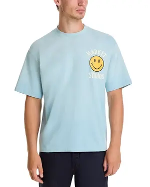 MARKET Upside Down Smiley Graphic Tee - Retro-blue