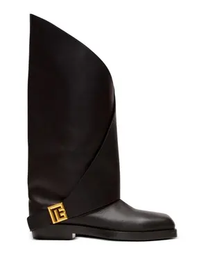 Balmain Flat Leather Boots